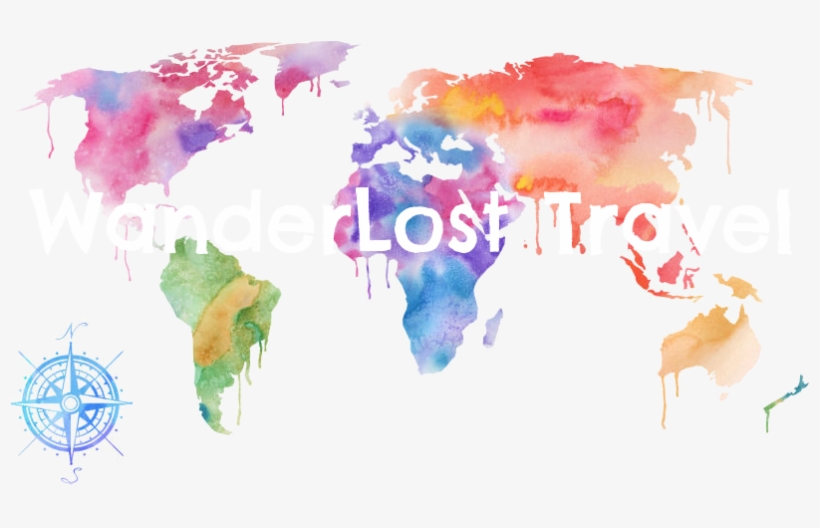 Wanderlost - Map Of The World Watercolour - 804x475 PNG Download - PNGkit