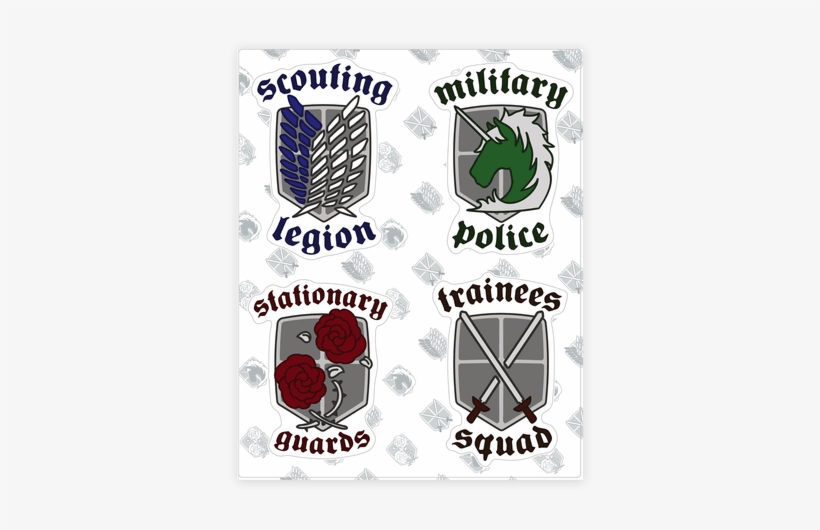 Attack On Titan Sticker/decal Sheet - Attack On Titan Crests - 484x484 ...