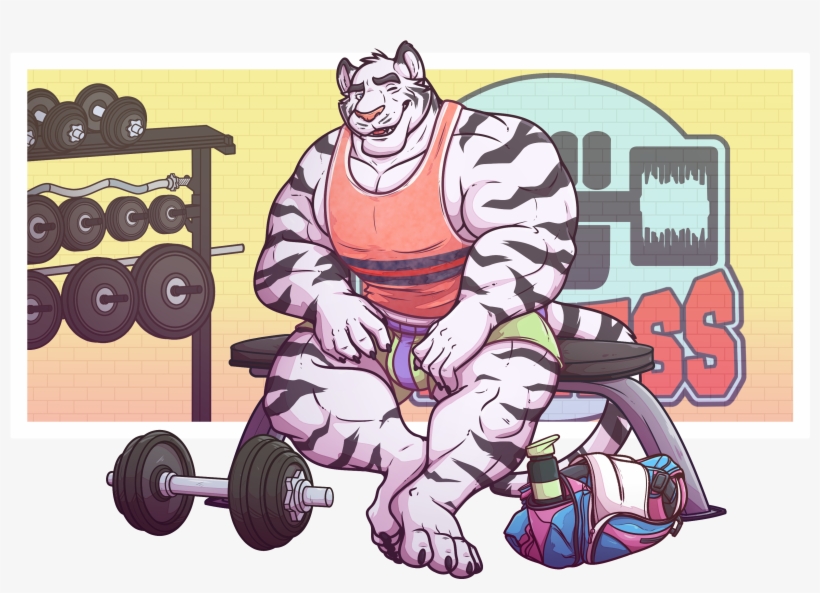 Dumbbell Clipart Male Fitness - Tiger Muscle Cartoon - 3455x2280 PNG ...