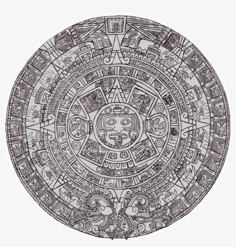 Collection Of Free Pattern Drawing Aztec - Aztec Sun Stone Drawing ...