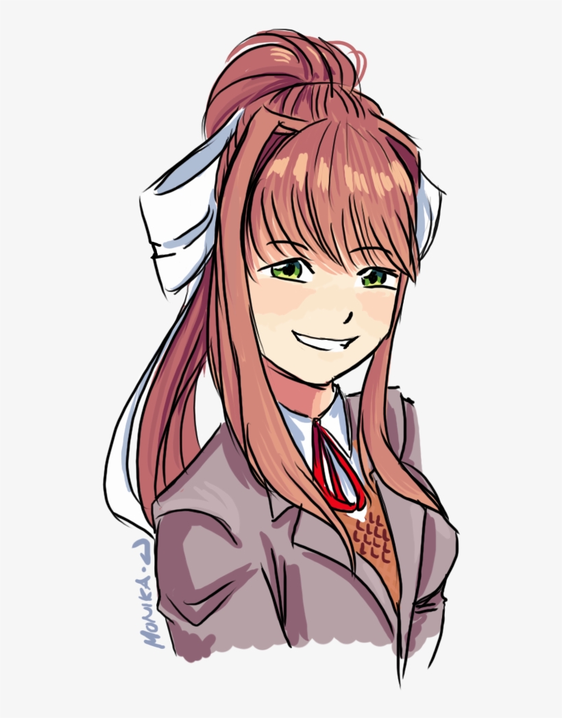 It's Just Monika - Cartoon - 750x967 PNG Download - PNGkit