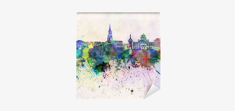 Bern Skyline In Watercolor Background Wall Mural • - Art Print ...