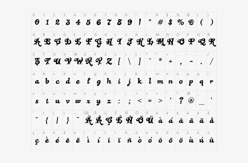 Black Rose Character Map - Teutonic No 1 Font - 612x459 PNG Download ...