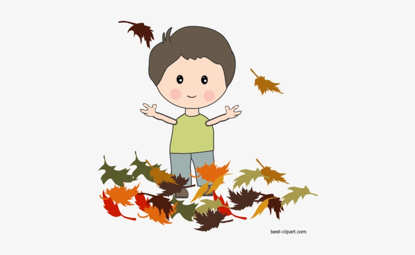 Download Transparent Boy Playing In Fall Leaves, Free Clip Art - Fall ...