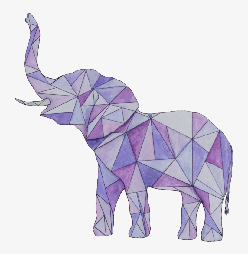 Geometric Purple Elephant Watercolor Painting By Hannaferrosart ...