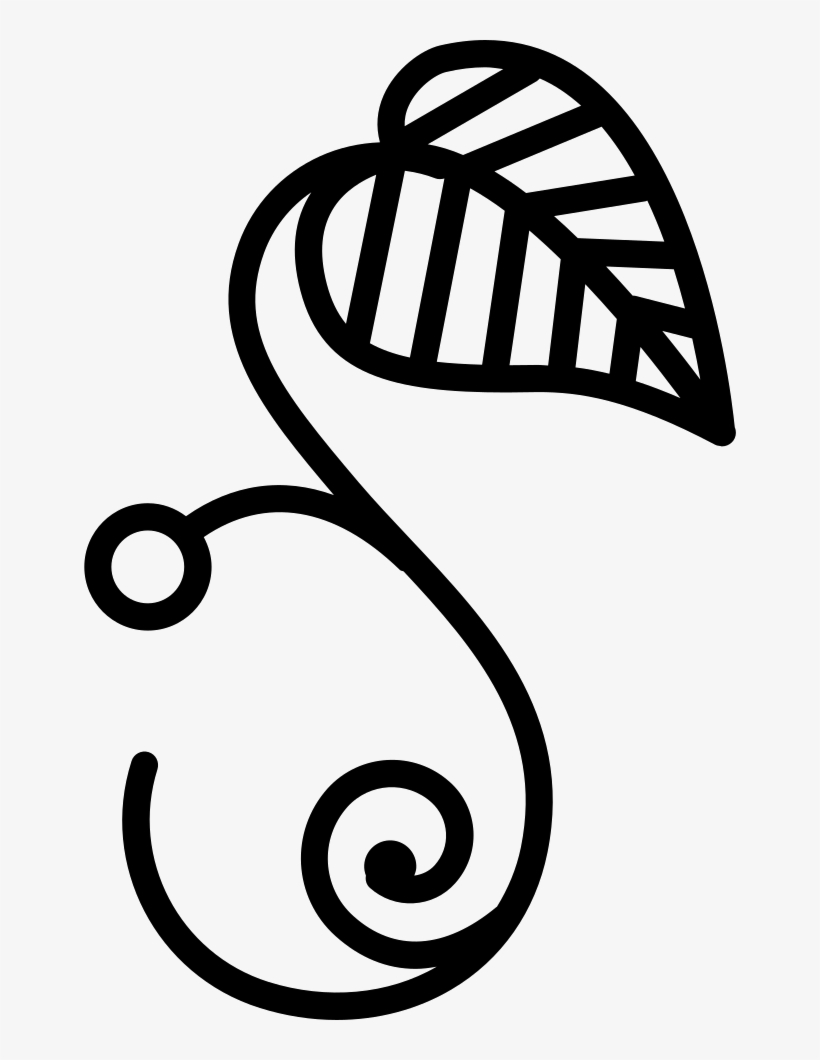 Floral Design Of One Leaf On A Curved Line Of Branch - Floral Design ...