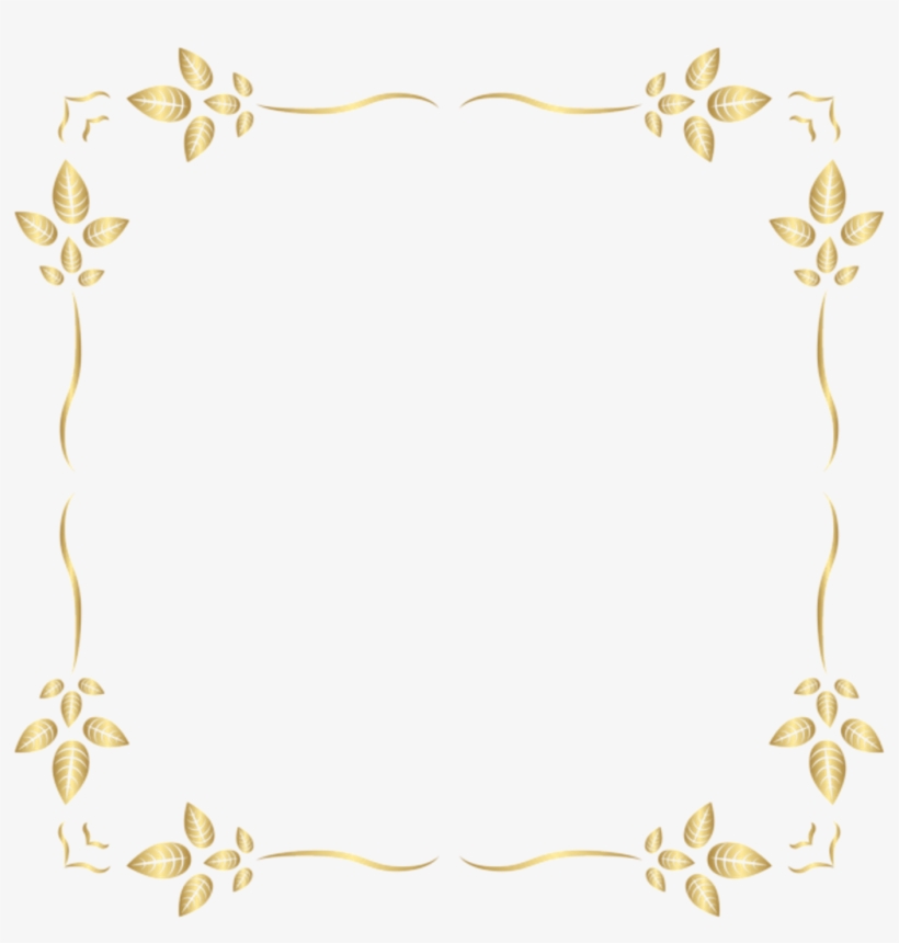 Leaves Square Gold Golden Frame Border Squareframe - Png Border ...
