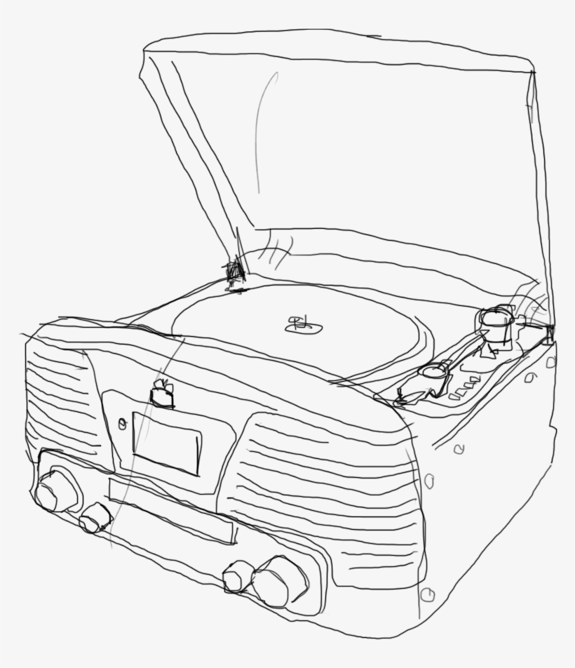 Memphis Record Player - Line Art - 797x900 PNG Download - PNGkit