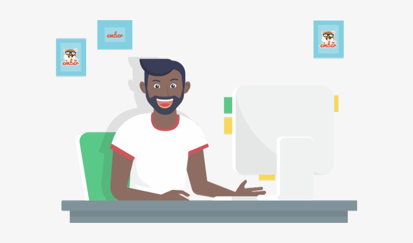 Happy Ember Programmer - Software Developer - 598x403 PNG Download - PNGkit