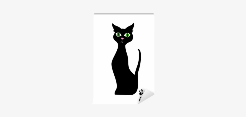 Illustrated Cat Silhouette Vector Wall Mural • Pixers® - Cat - 400x400 ...