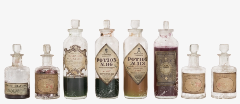 Eight Magical Potions And Bottles - Harry Potter Potions Png - 1024x431 ...