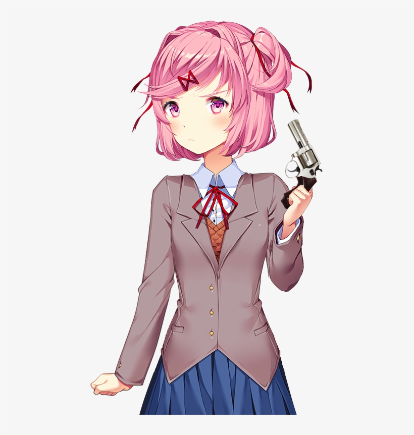 Medianatsuki With A Gun - Ddlc Natsuki With A Gun - 960x960 PNG ...