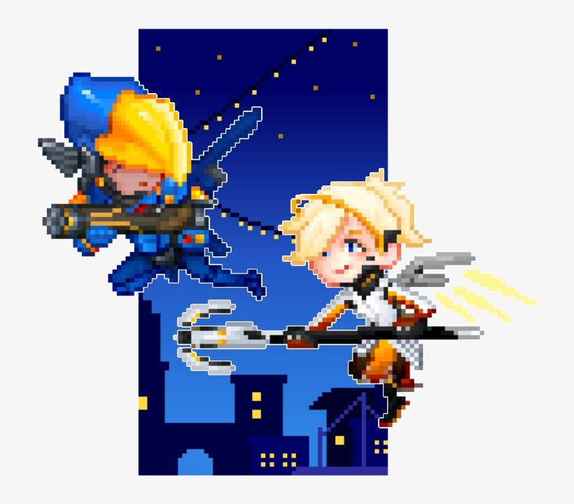 Download Transparent Pharmercy Overwatch Mercy Pharah Pixel - Cartoon ...