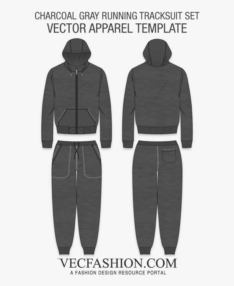 Charcoal Gray Running Tracksuit Set - Tracksuit Template - 1000x1000 ...