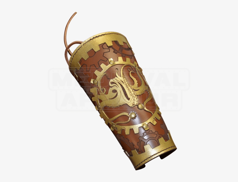Steampunk Leather Arm Bracer With Octopus And Gears - Vambrace ...