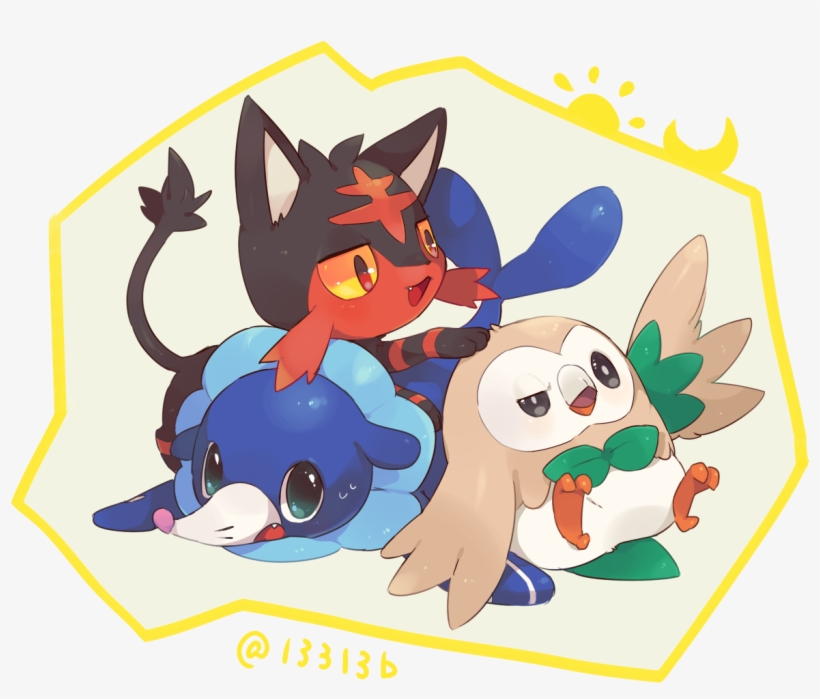 Poppilo, Litten, And Rowlet - Pokemon Sol Y Luna Iniciales - 1200x1000 ...