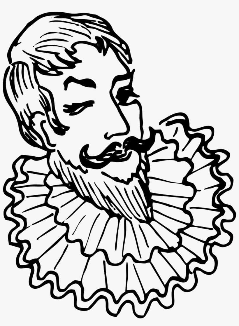 Collar Ruff Tudor Shakespeare - Merchant Black And White Png - 974x1280 ...