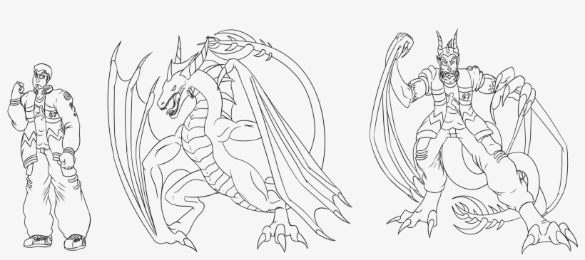 Akuma 3 Forms - Line Art - 2859x1100 PNG Download - PNGkit