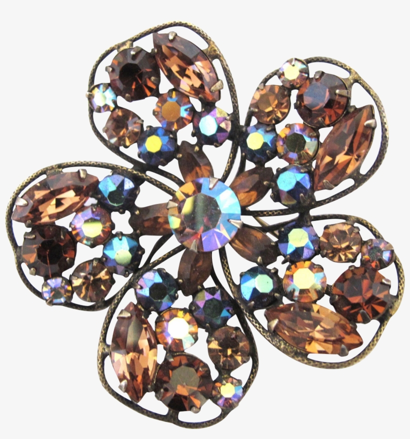 Regency Amber Rhinestone Flower Pin And Accessories - Rhinestone Flower ...