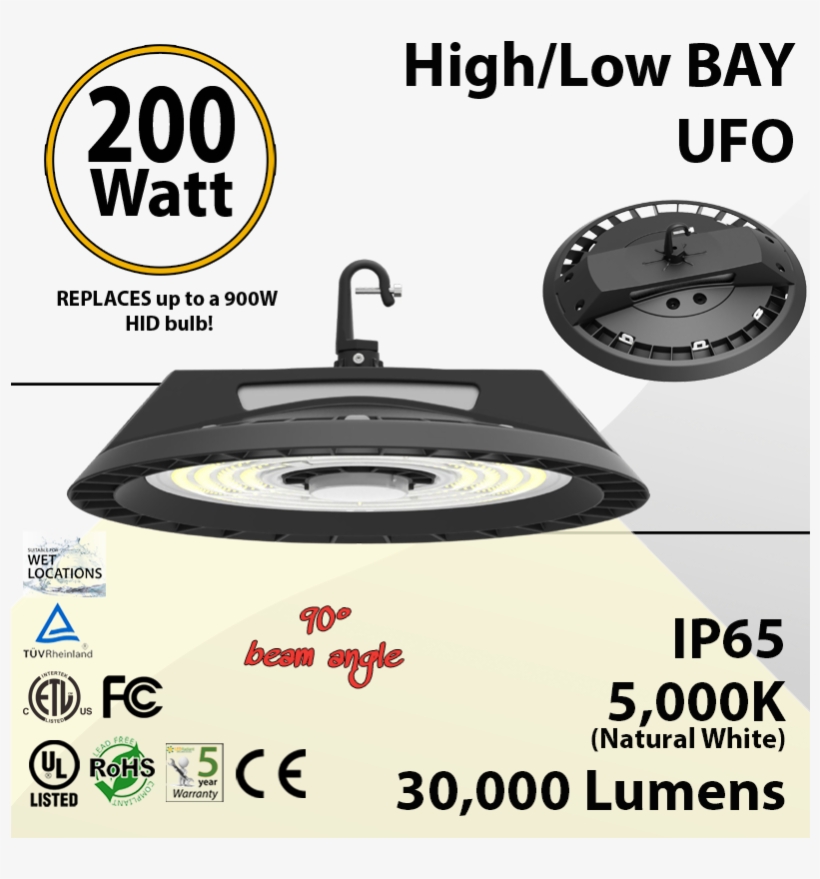 200w Led High Bay Ufo 30000lm 5000k Dimmable Motion - Lumen - 800x807 PNG Download - PNGkit