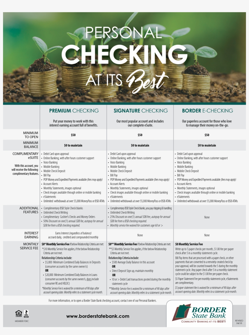 For More Information, Or To Open A Border State Bank - Checking Account ...