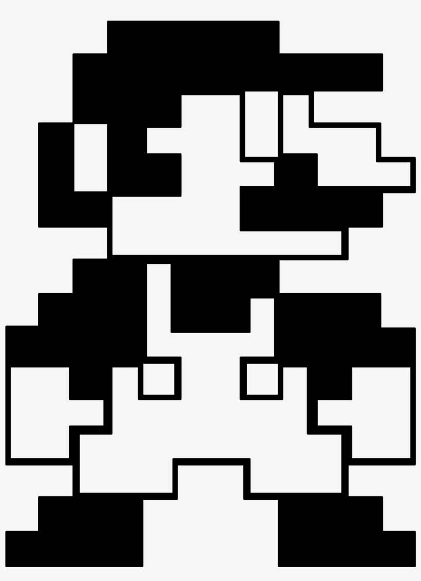 8 Bit Mario Jumping Black And White