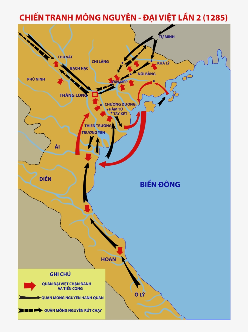 Map Depicting Mongol Campaign In Đại Việt In The North - Cuộc Kháng ...