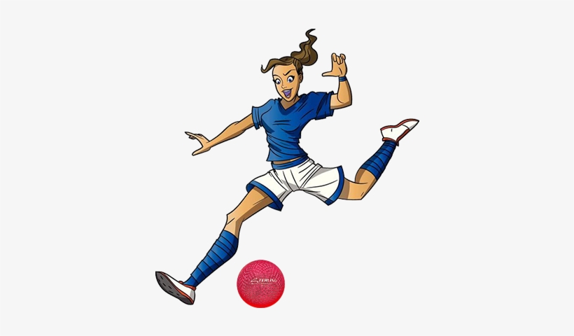 Kickball - Cartoon Girl Playing Football - 495x400 PNG Download - PNGkit
