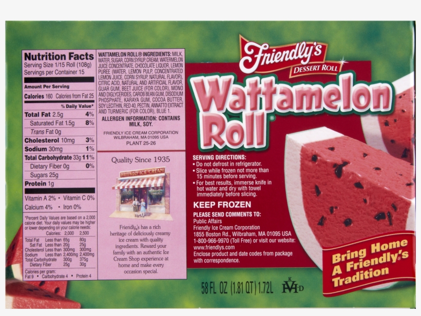 Friendlys Dessert Roll, Wattamelon Roll - 58 Fl Oz - 1800x1800 PNG ...