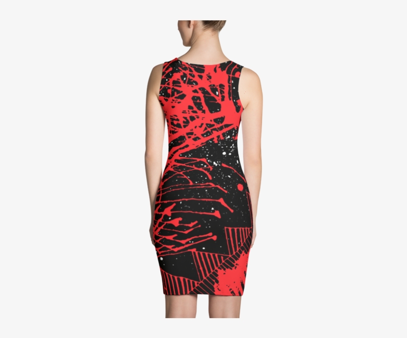 Beautiful Black & Red Paint Splash Patterned Dress - Spider Web Dress ...