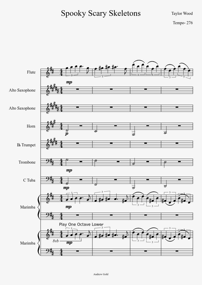 Spooky Scary Skeletons Sheet Music Composed By Taylor - Verka Serduchka ...