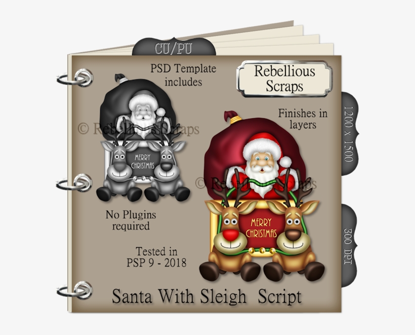 Santa With Sleigh - Pahu Drum - 600x583 PNG Download - PNGkit