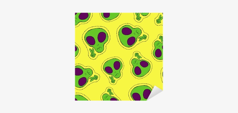 Hand Drawn Alien Face Patch Icon Seamless Pattern Sticker - Icon ...