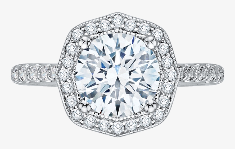 18k White Gold Round Cut Diamond Octagon Shape Halo - Tacori Platinum ...