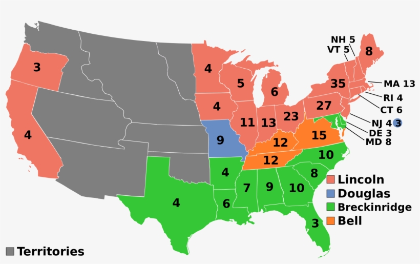 Election Of 1860 Map - 1200x698 PNG Download - PNGkit