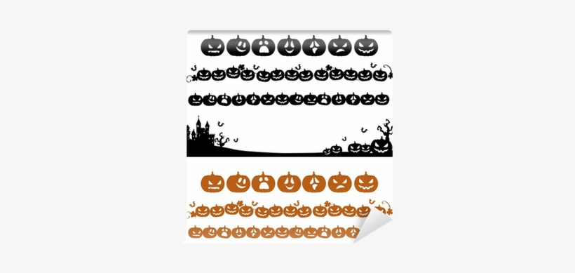 Halloween Pumpkin Line Decoration In Silhouette Wall - Halloween ...