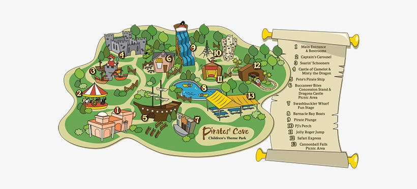 Download Transparent Pc Map Attractions - Theme Park Map For Kids - PNGkit