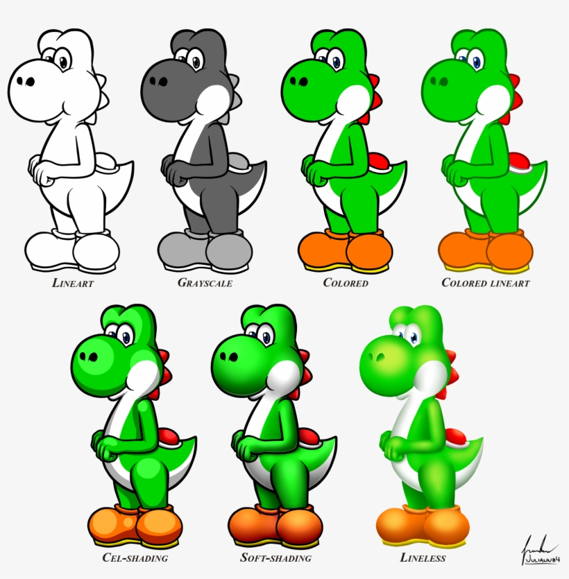 Download Transparent Yoshi Styles By Juliannb - Yoshi Cel Shading - PNGkit