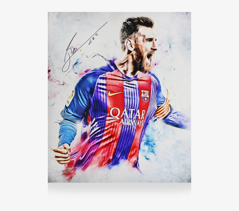 Download Transparent Lionel Messi Official Signed Barcelona Artwork ...