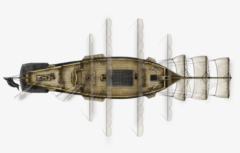 A Map Of A Pirate Ship In Full Sail - Sailing Ship Top Down - 1200x720 ...