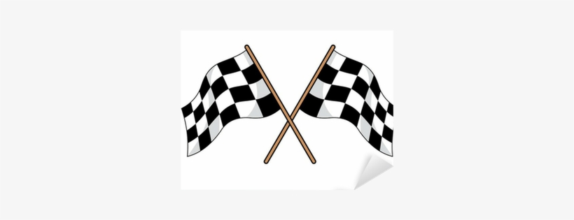 Two Crossed Black And White Checkered Flags Sticker - Skrzyżowane Flagi ...
