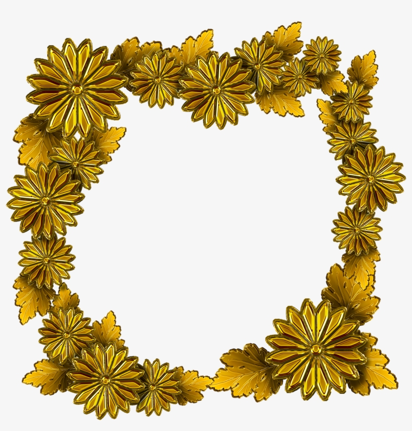 Gold The Frame Chrysanthemum Flowers - Frame Bunga Emas Png - 1280x1280 ...