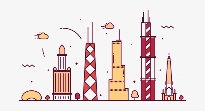 Chicago Skyline Cartoon - 669x363 PNG Download - PNGkit