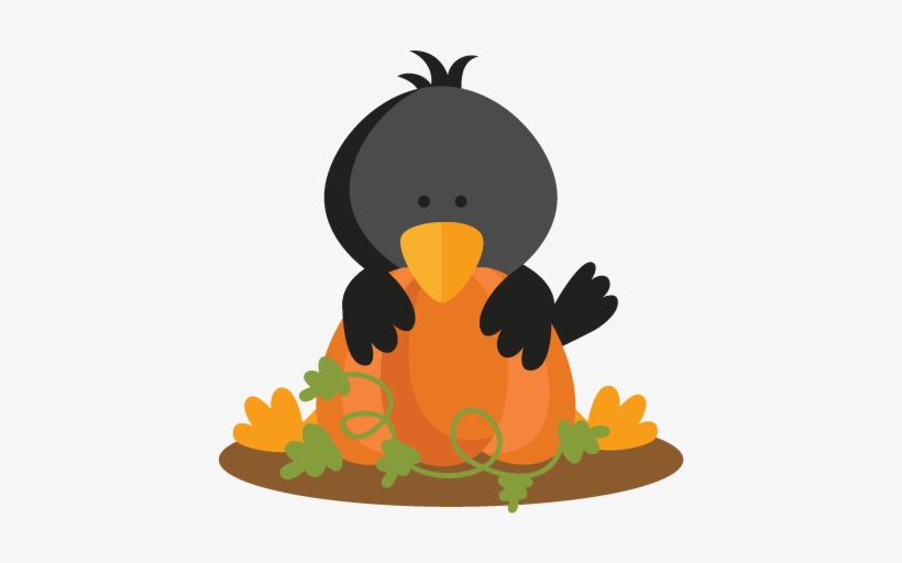 Crow Behind Pumpkin Svg Scrapbook Cut File Cute Clipart - Cute Crow ...