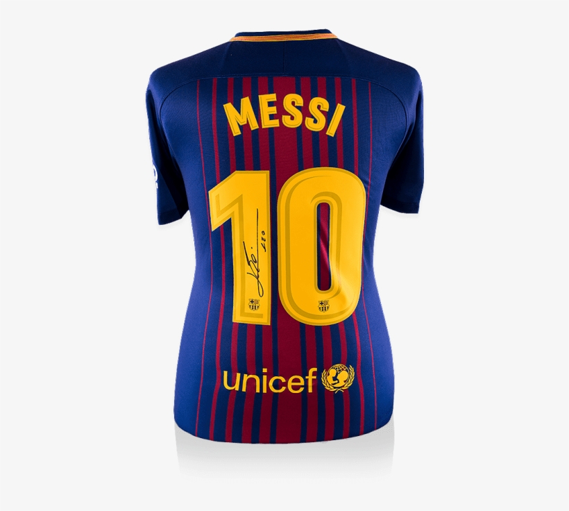 Download Transparent Leo Messi Signed 2017-18 Fc Barcelona Home Jersey ...