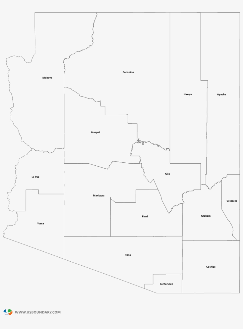 Arizona Counties Outline Map - Arizona County Map Png - 1584x1123 PNG ...