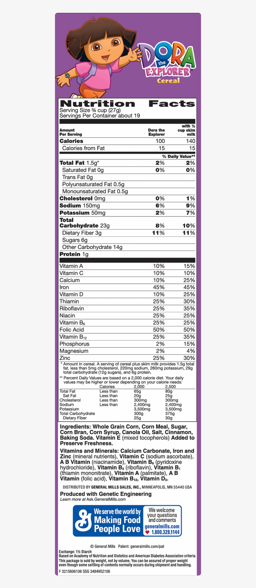 Dora The Explorer Breakfast Cereal, - General Mills Cereals Cookie ...