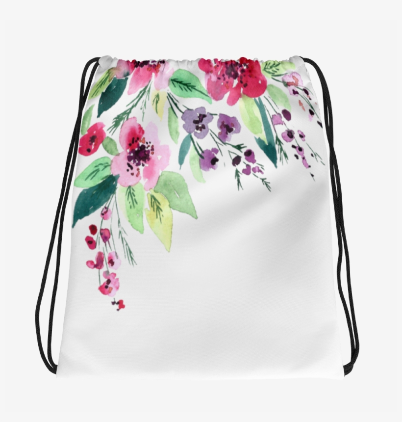 Watercolor Flowers Drawstring Bag - Watercolor Painting - 1000x1000 PNG ...