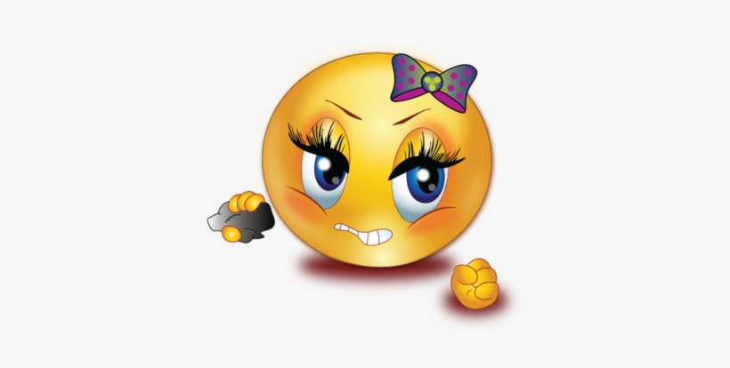 Angry Girl Holding Rock - Angry Girl Emoji Png - 384x384 PNG Download ...