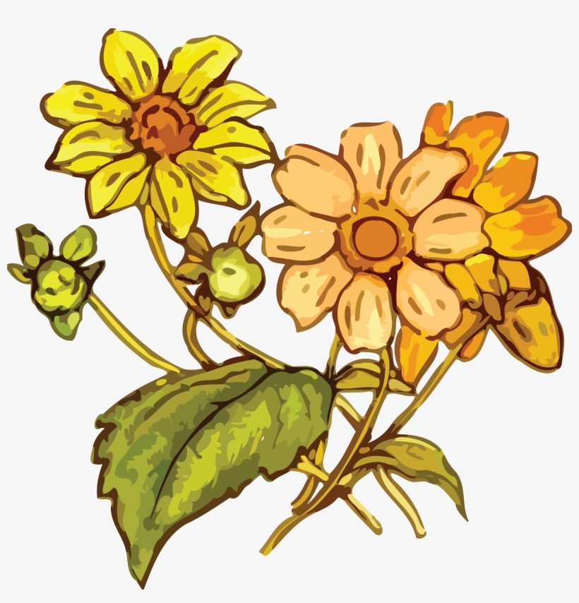 Free Clipart Of A Flowering Plant - Yellow Flower Drawing Png ...